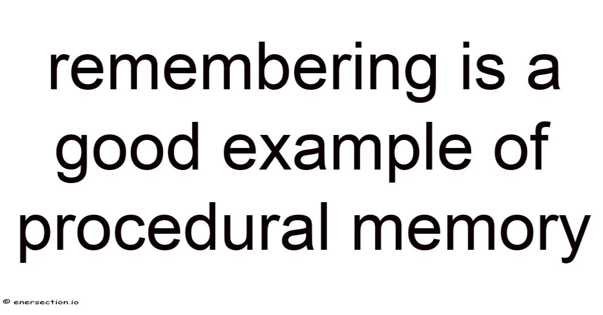 Remembering Is A Good Example Of Procedural Memory